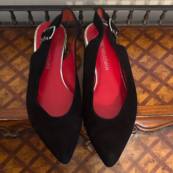 Stuart Weitzman | Shoes | Stuart Weitzman Black And Red Slingback Flats ...